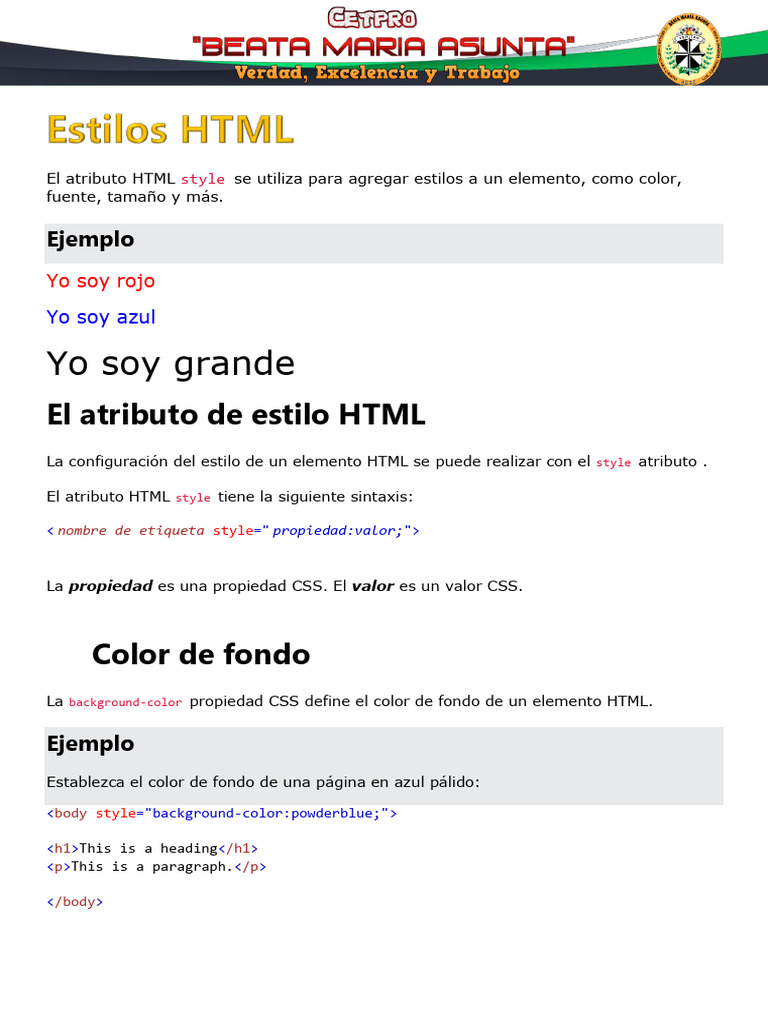 Clase 14 - Estilos - HTML | PDF