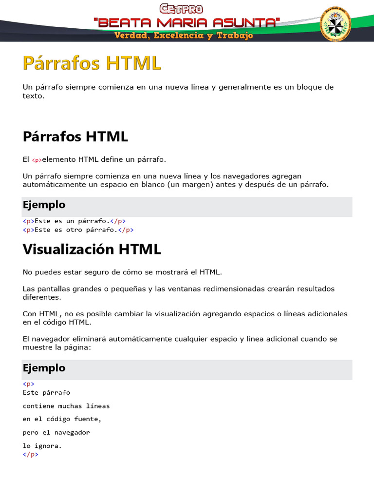 Clase 13 - Parrafos - HTML | PDF | HTML | Informática