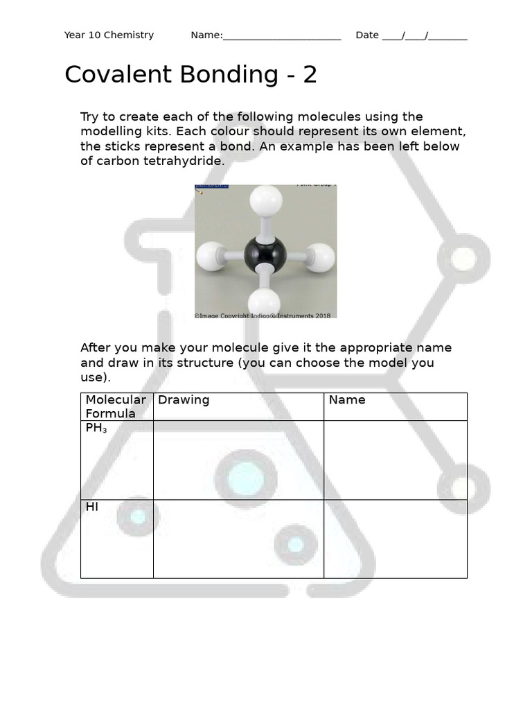 AoS 3 - 4 Covalent Bonding Worksheet - 2 | PDF