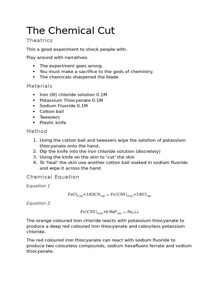 The Chemical Cut | PDF