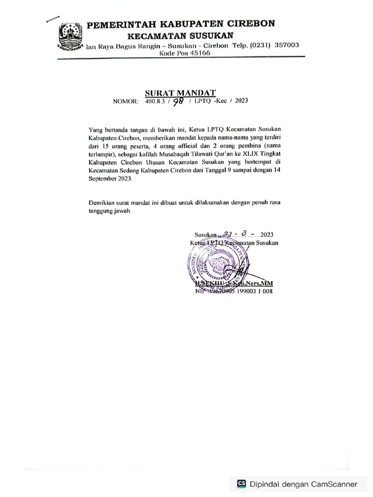 Surat Mandat MTQ | PDF