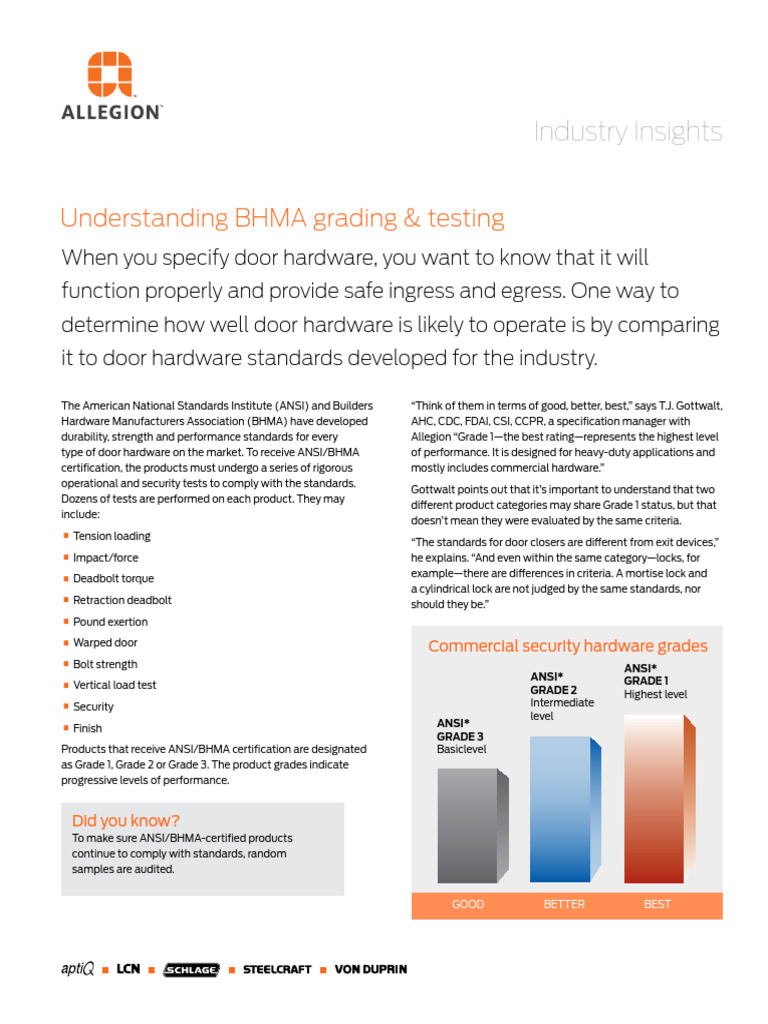 Understanding BHMA Grading and Testing 009968 | PDF | Technology ...