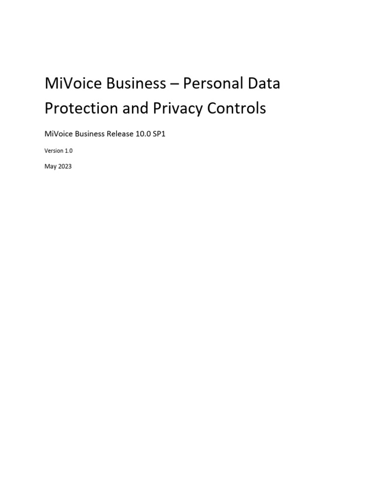MiVB - R10.0SP1 - Data - Protection - v1.0 | PDF | Password | Voicemail
