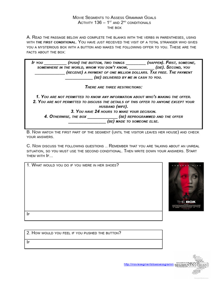 Victoria Fritzler - Film The Box - 1st and 2nd Conditionals | PDF