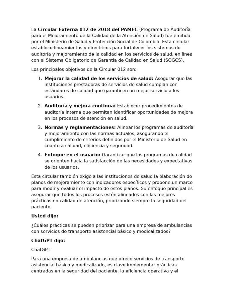 Sistema de Auditoría PAMEC para EMLPR | PDF | Calidad (comercial ...