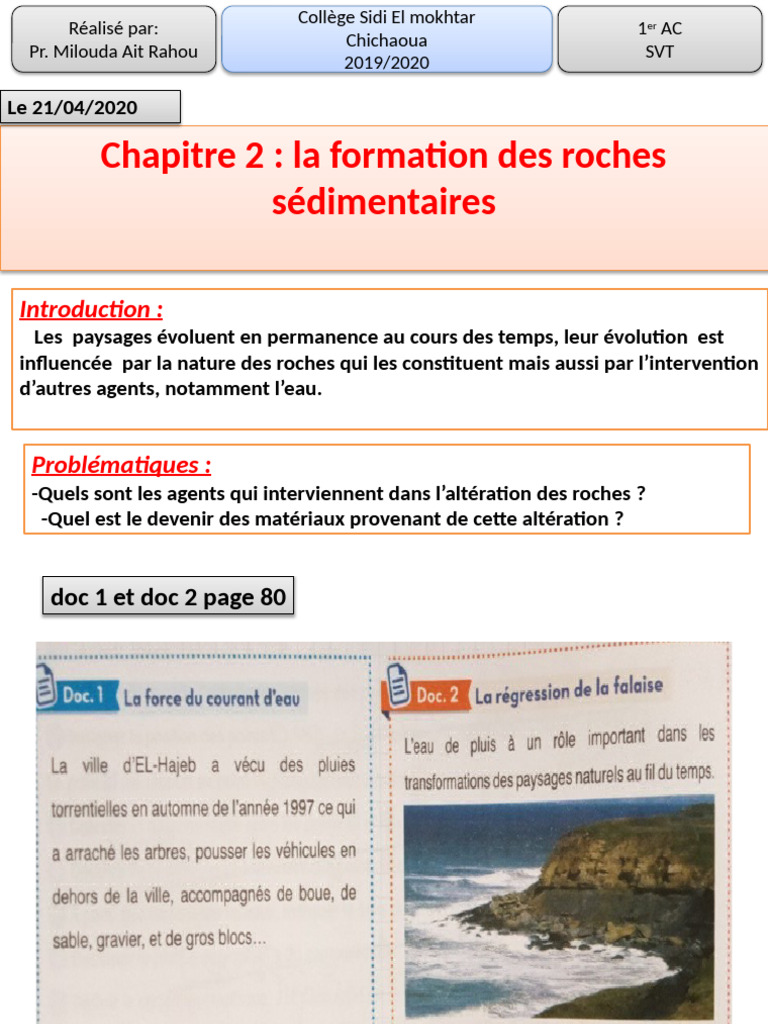 Chapitre 2 Formation Des Roches Sédimentaires | PDF | Érosion | Sable