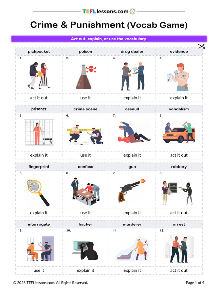 Crime Vocabulary Game B1-B2 | PDF | Phrase | Detective