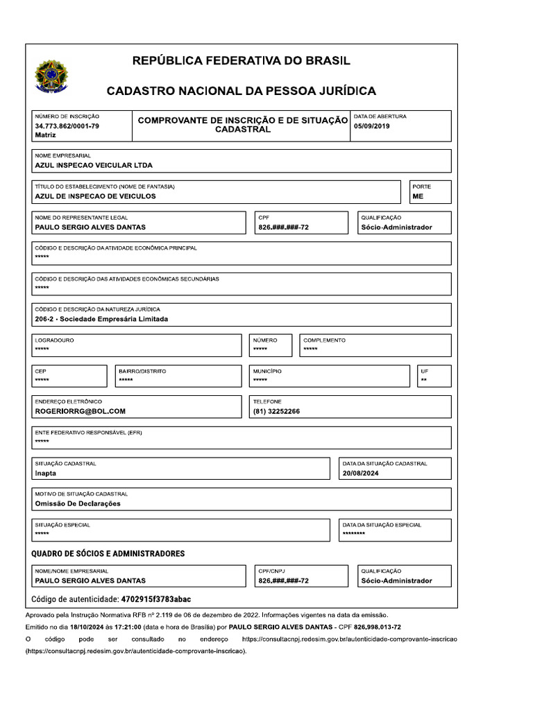 Redesim - Consulta Pública CNPJ - Autenticado | PDF