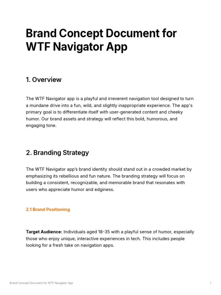 WTF Navigator App Brand Strategy Guide | PDF | Brand | Typefaces