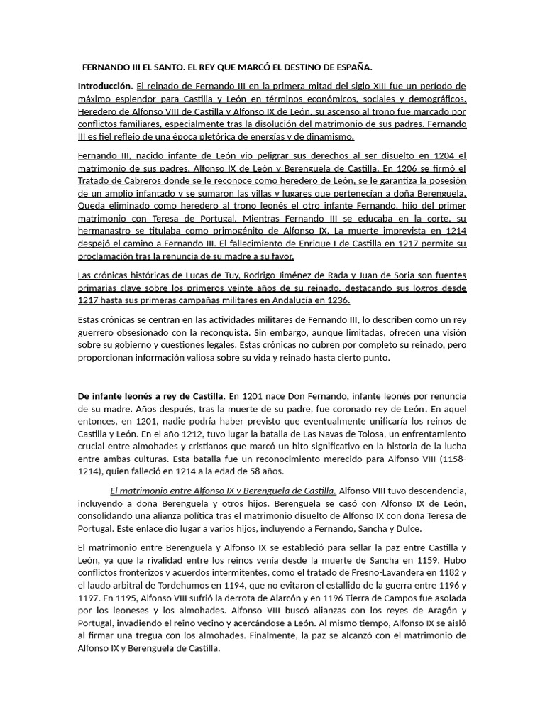 Fernando Iii Resumen | PDF