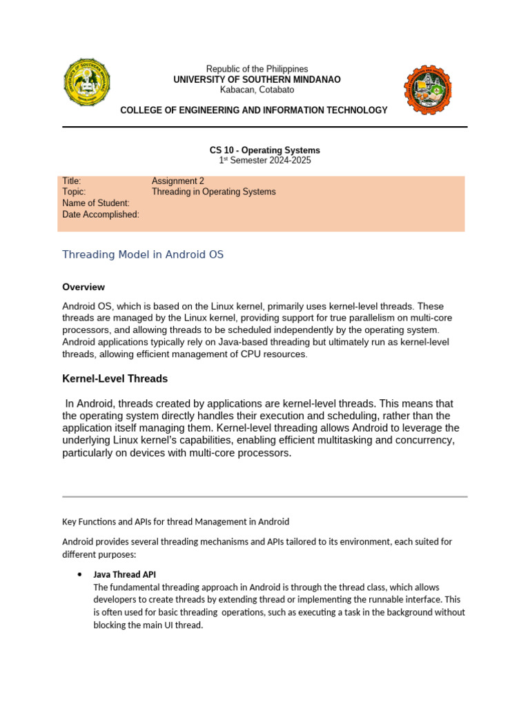 Threading Models and Their Role in Enhancing Performance | PDF | Thread ...
