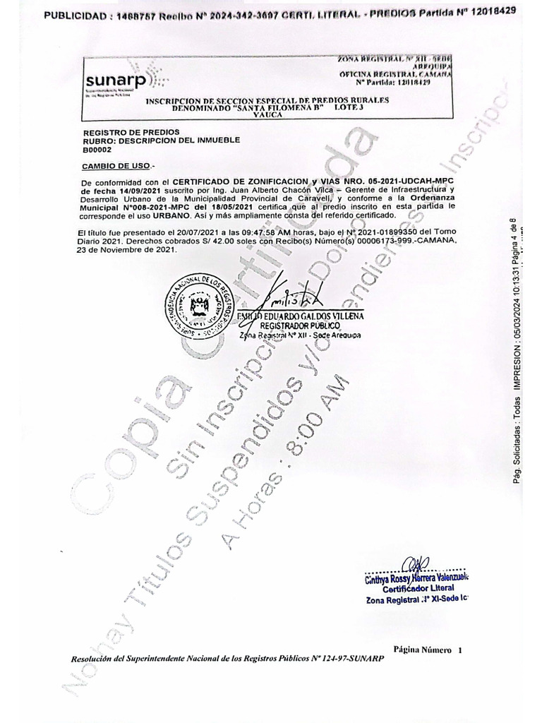 Documento Cambio de Uso | PDF