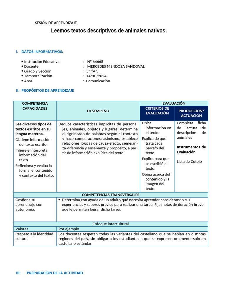Daisi-Leemos Texto Descriptivos | PDF | Evaluación | Aves