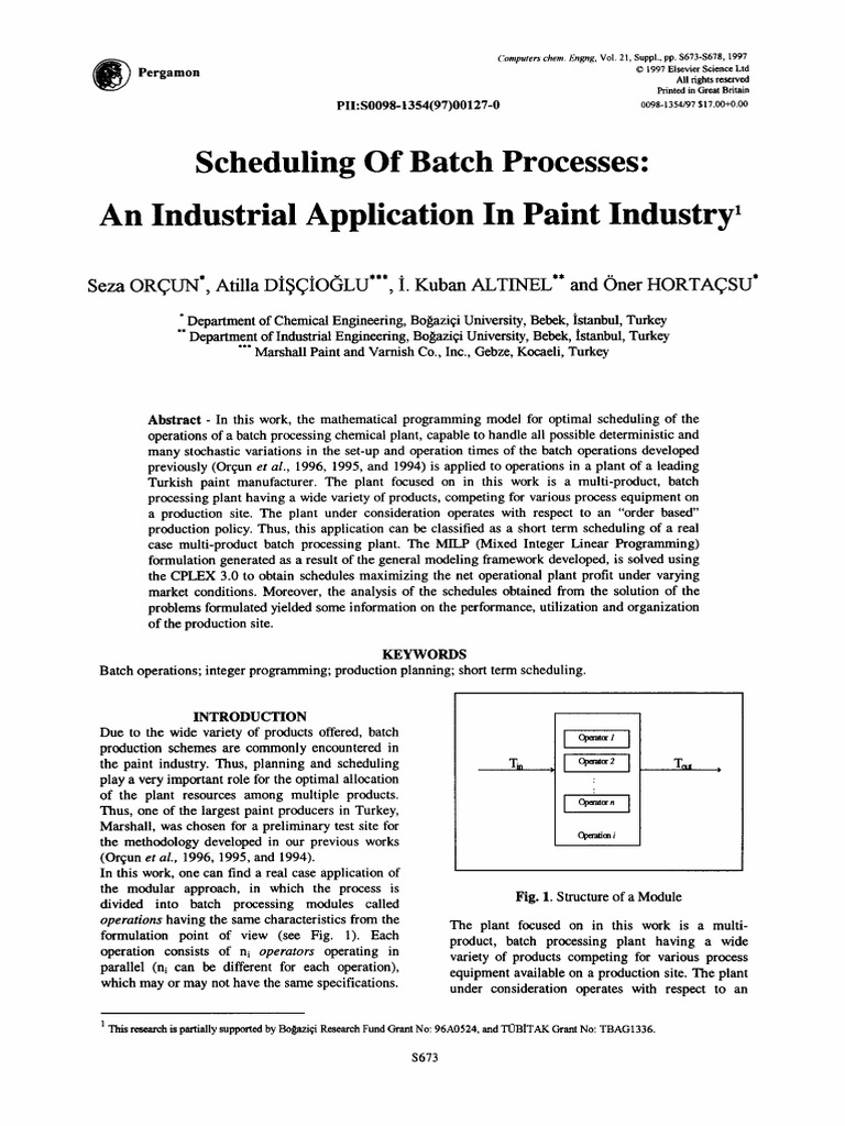Batch Process Scheduling in Paint Industry | PDF | Linear Programming | Mathematical Optimization