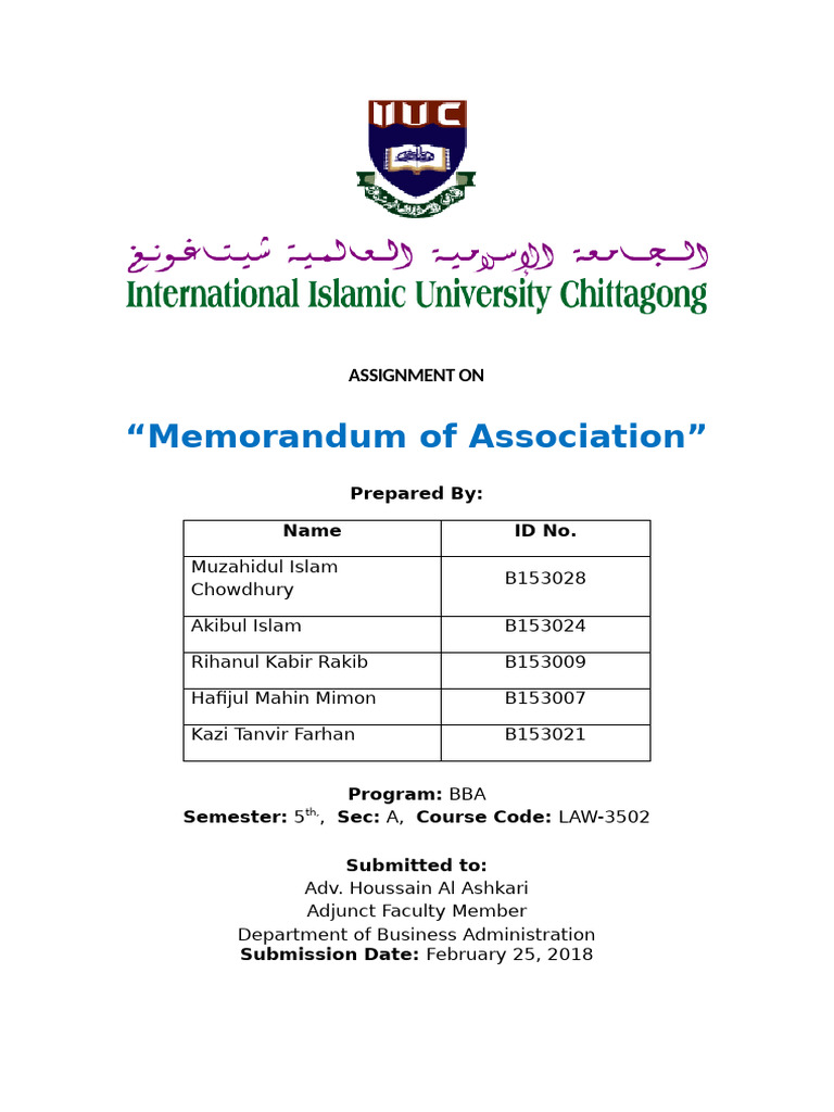 MEMORANDUM of Association | PDF | Securities (Finance) | License