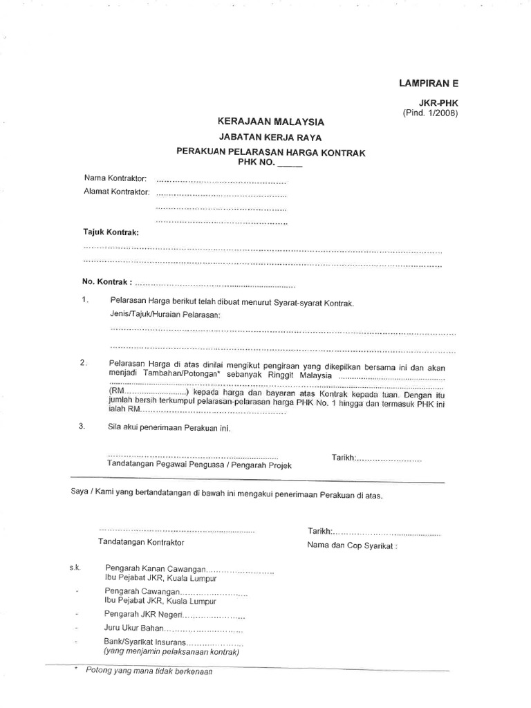 Borang JKR-PHK | PDF