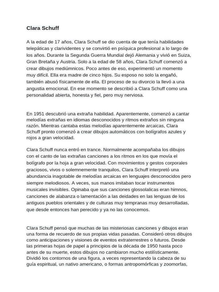 Vida y legado de Clara Schuff, psíquica | PDF | Clásicos