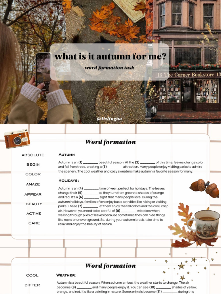 What Is Autumn For Me - Word Formation - B1 | PDF | Home & Garden