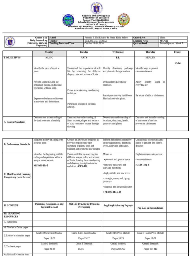 Mapeh Q2W5 | PDF