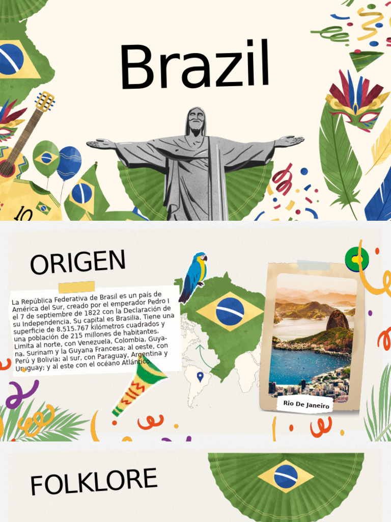 Brazil Country Introduction Presentation in Green and Yellow ...