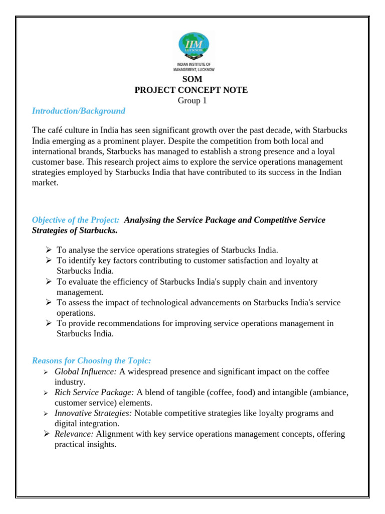 PROJECT CONCEPT NOTEGroup 1 Som | PDF | Operations Management | Analysis