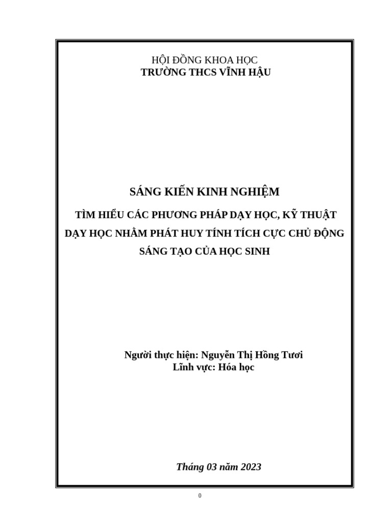 SKKN PP KT dạy học tich cực | PDF
