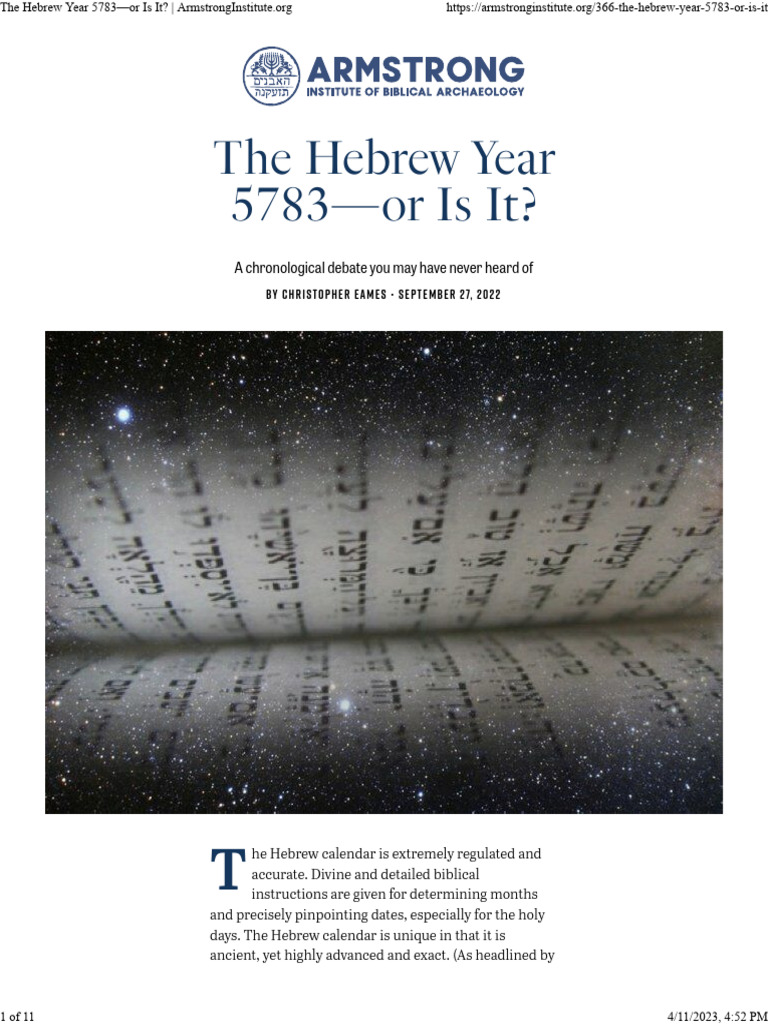 Hebrew Calendar: Year 5783 Debate | PDF | Shabbat | Book Of Daniel