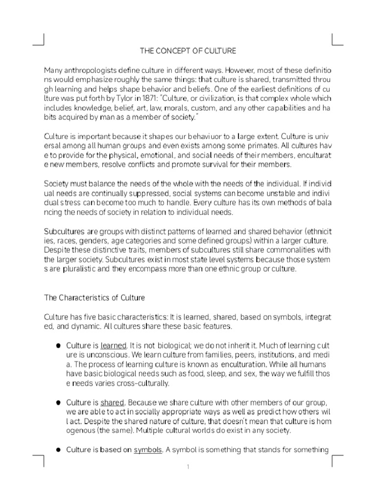 CULTURE and Its Characteristics (1) - Phoenix | PDF