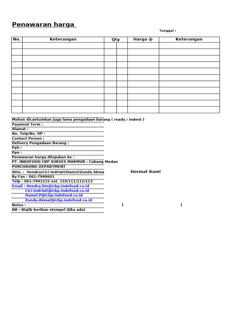 Form Penawaran | PDF