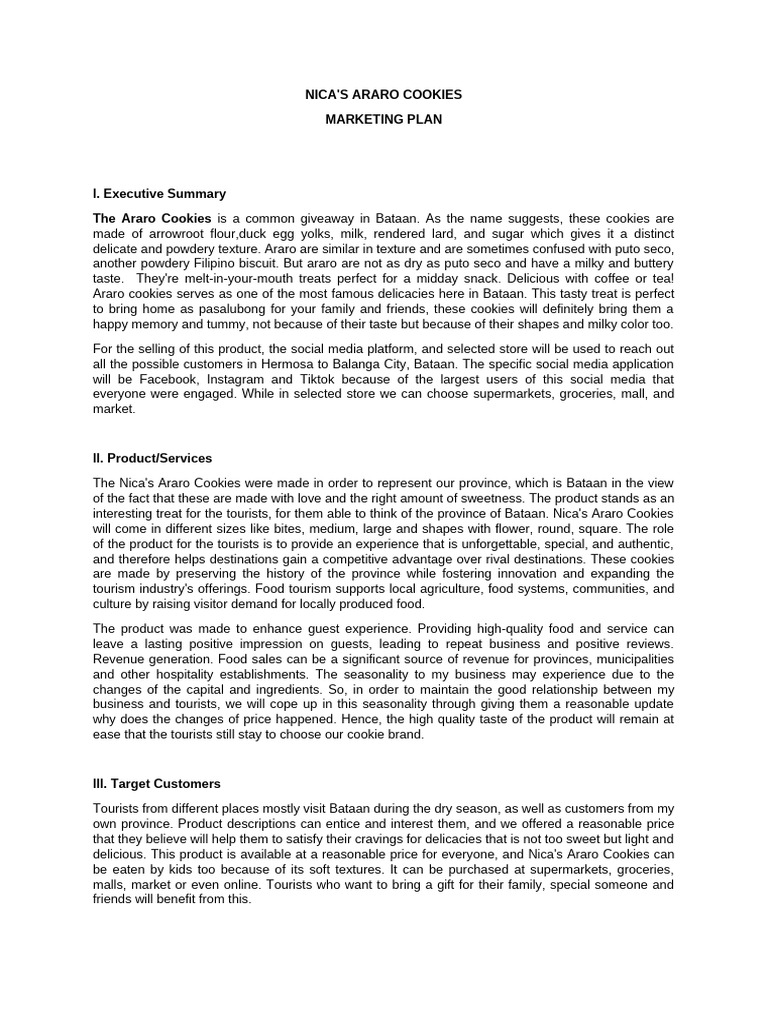 Nica's Araro Cookies Marketing Strategy | PDF | Income Statement ...