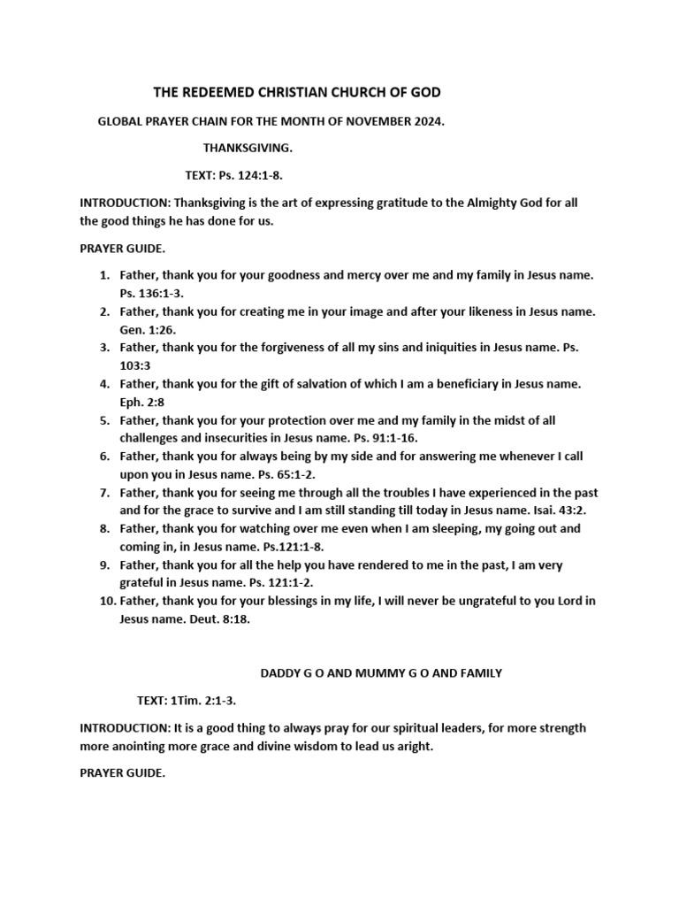 Global Prayer Guide For The Month of November 2024 | PDF | Jesus | Mercy