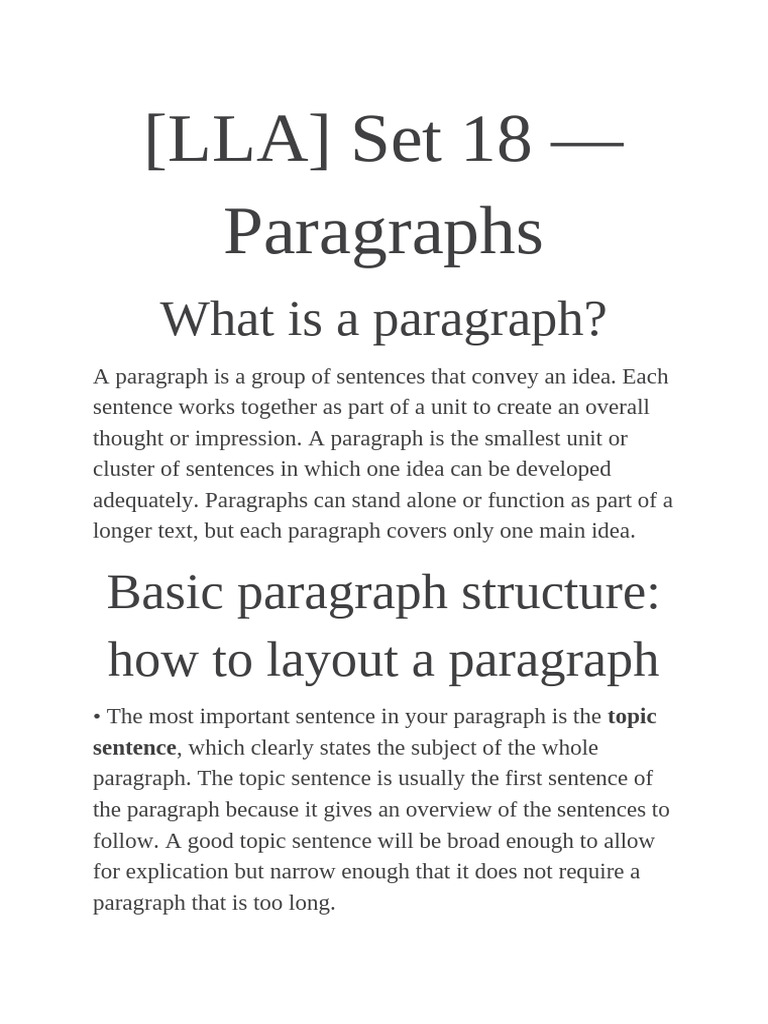 Set 18 Paragraphs 1 | PDF | Paragraph