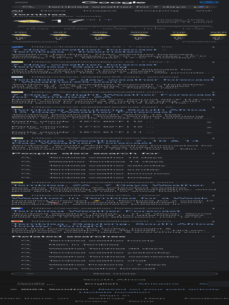 Tembisa Weather For 7 Days - Google Search | PDF | Weather | Sky