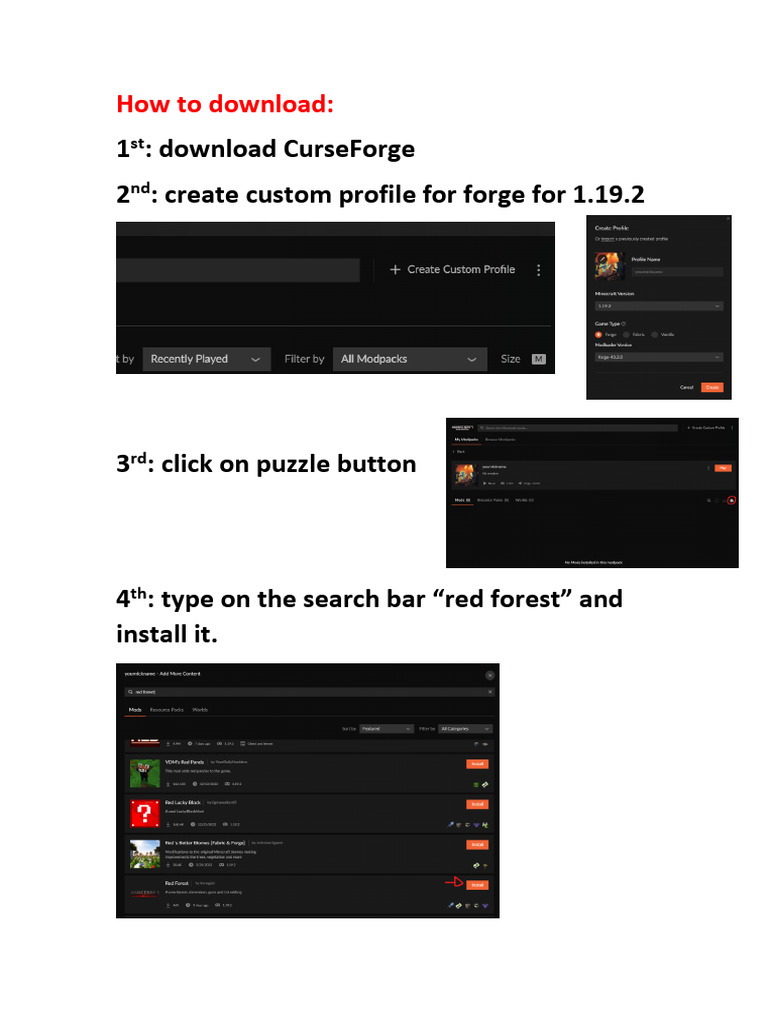RED_FOREST_TUTORIAL | PDF | Ammunition | Minecraft