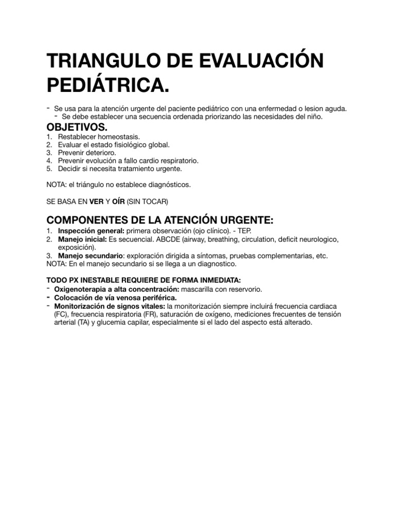 Triangulo de Evaluación Pediátrica. | PDF | Medicina CLINICA | Especialidades Medicas
