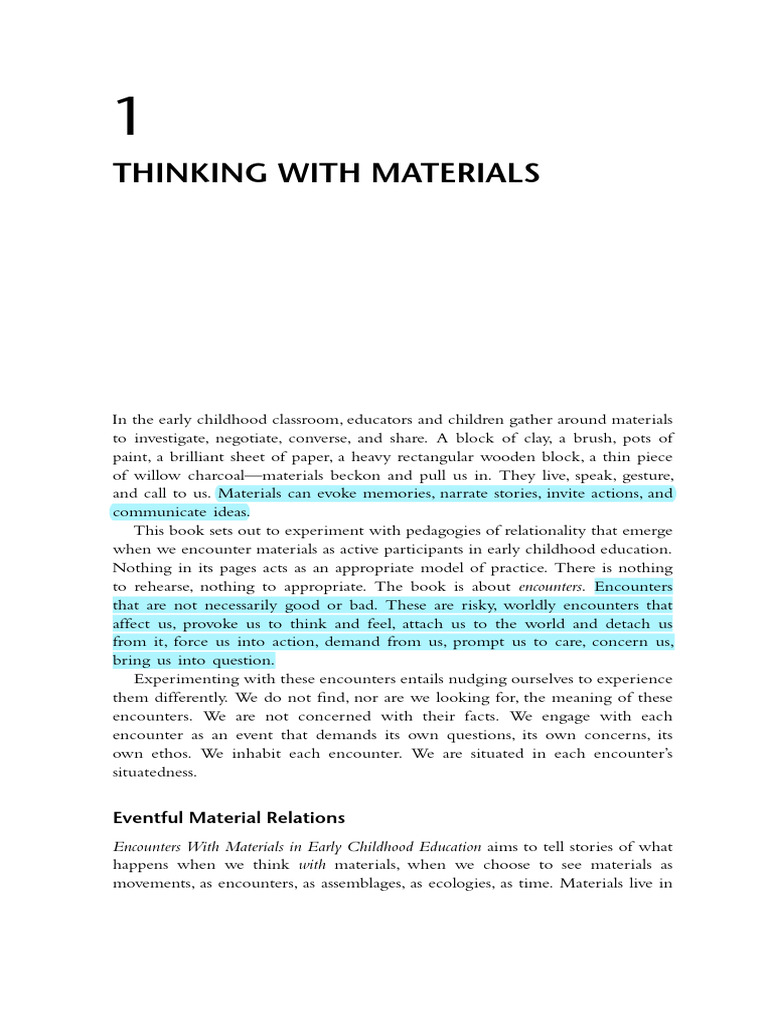 Thinking with Materials in Education | PDF | Idea | Pedagogy