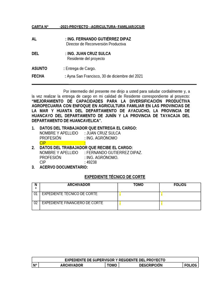 Entrega de Cargo Acervo Documentario | PDF | Finanzas y dinero