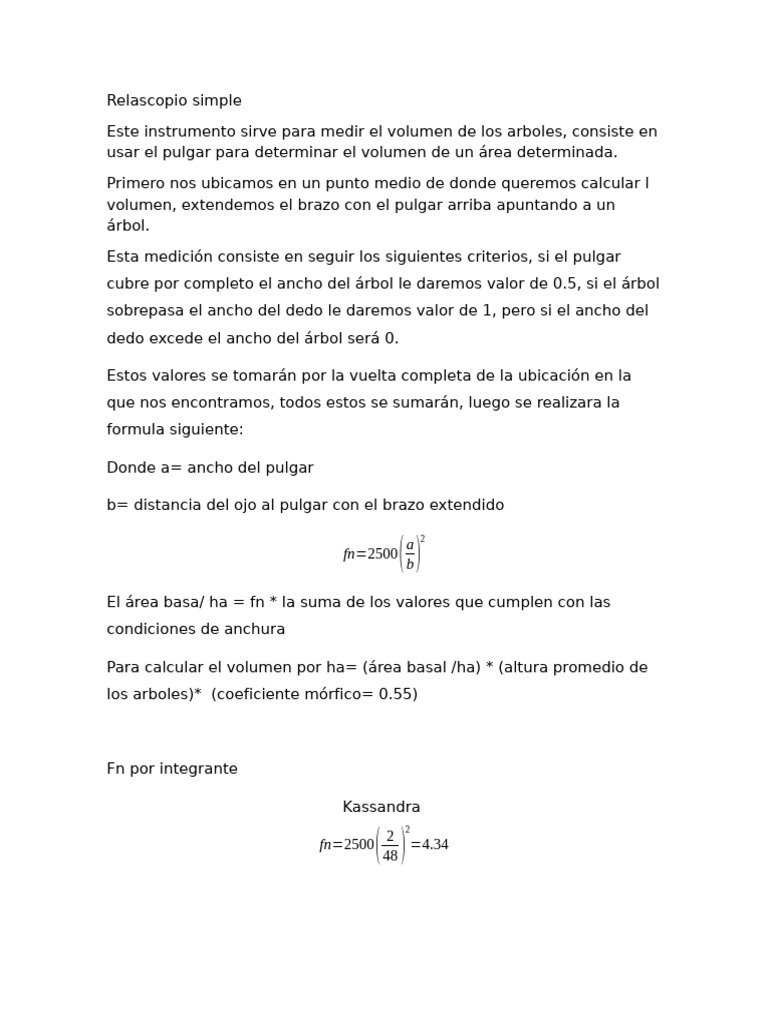 Relascopio Simple | PDF | Volumen | Medición