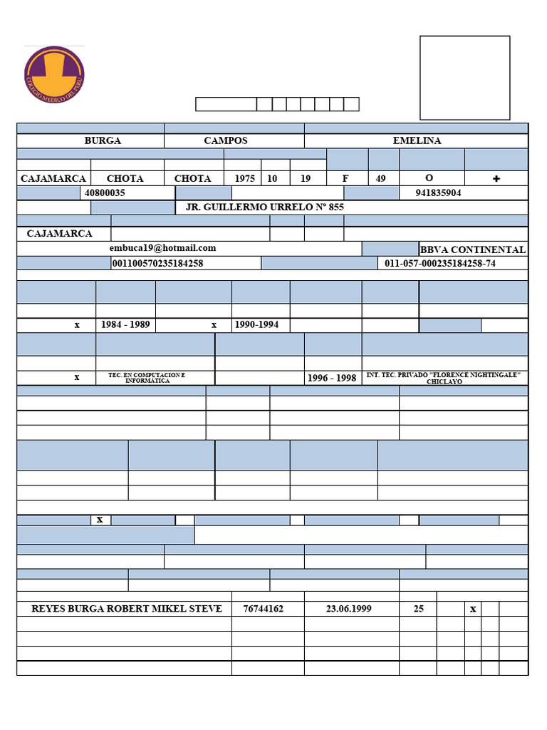 Ficha de Ingreso Del Personal | PDF
