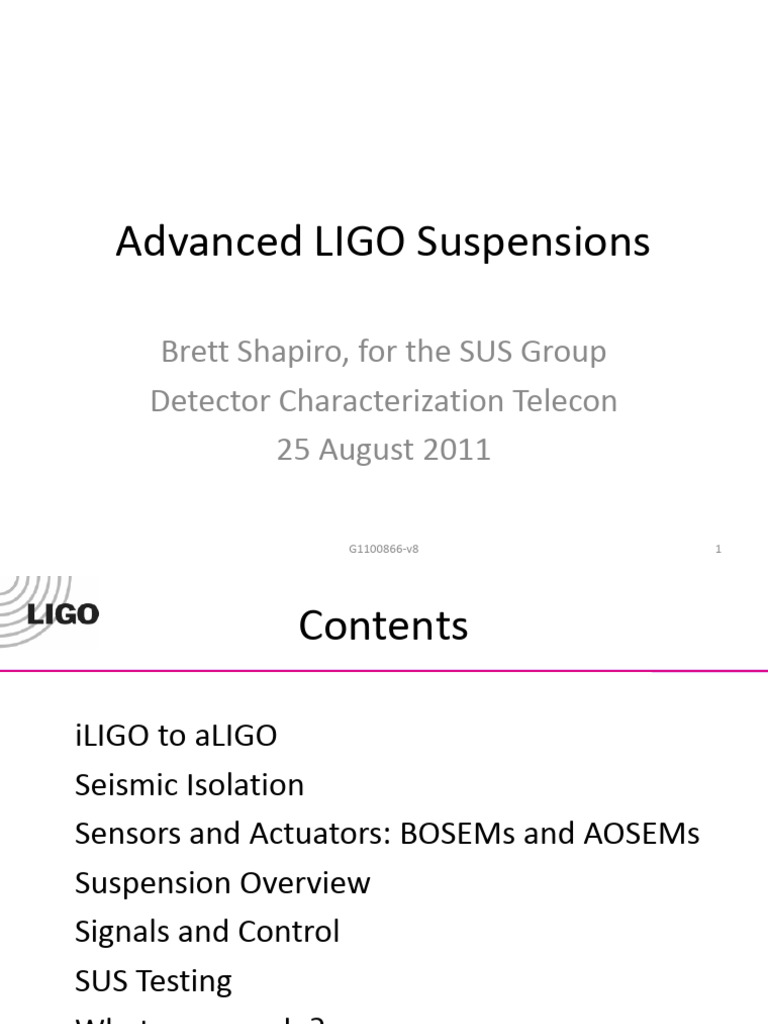 Shapiro - Advanced LIGO Suspensions | PDF | Resonance | Electrical ...