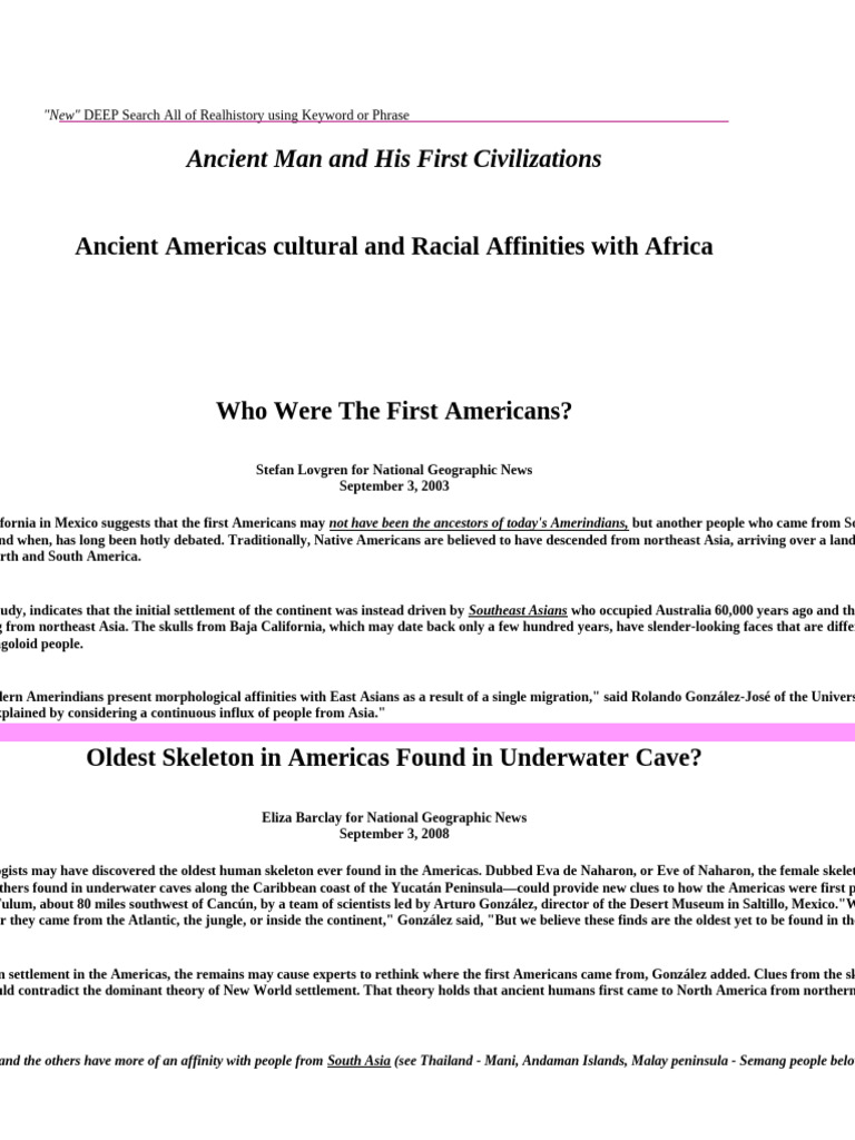 Ancient Americas Cultural and Racial Affinities With Africa | PDF ...