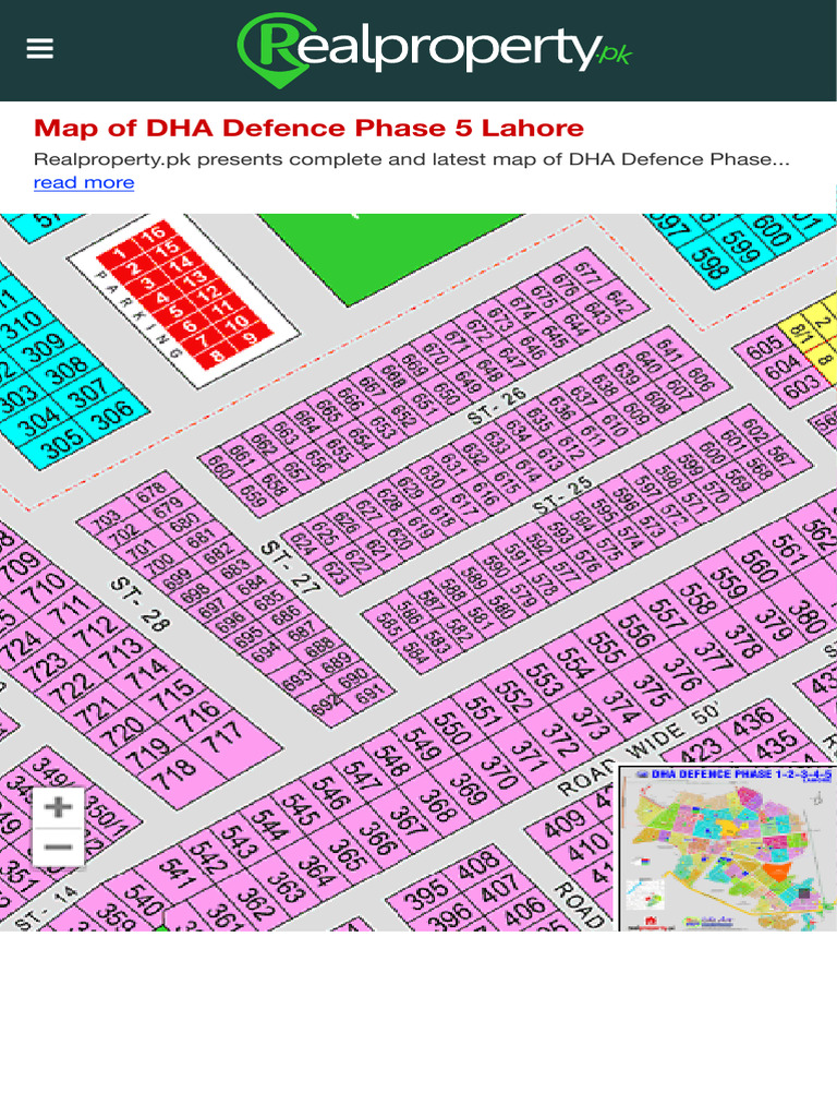 Map DHA Defence Phase 5 Lahore - DHA Defence Phase 5 Lahore Maps Realproperty - PK | PDF