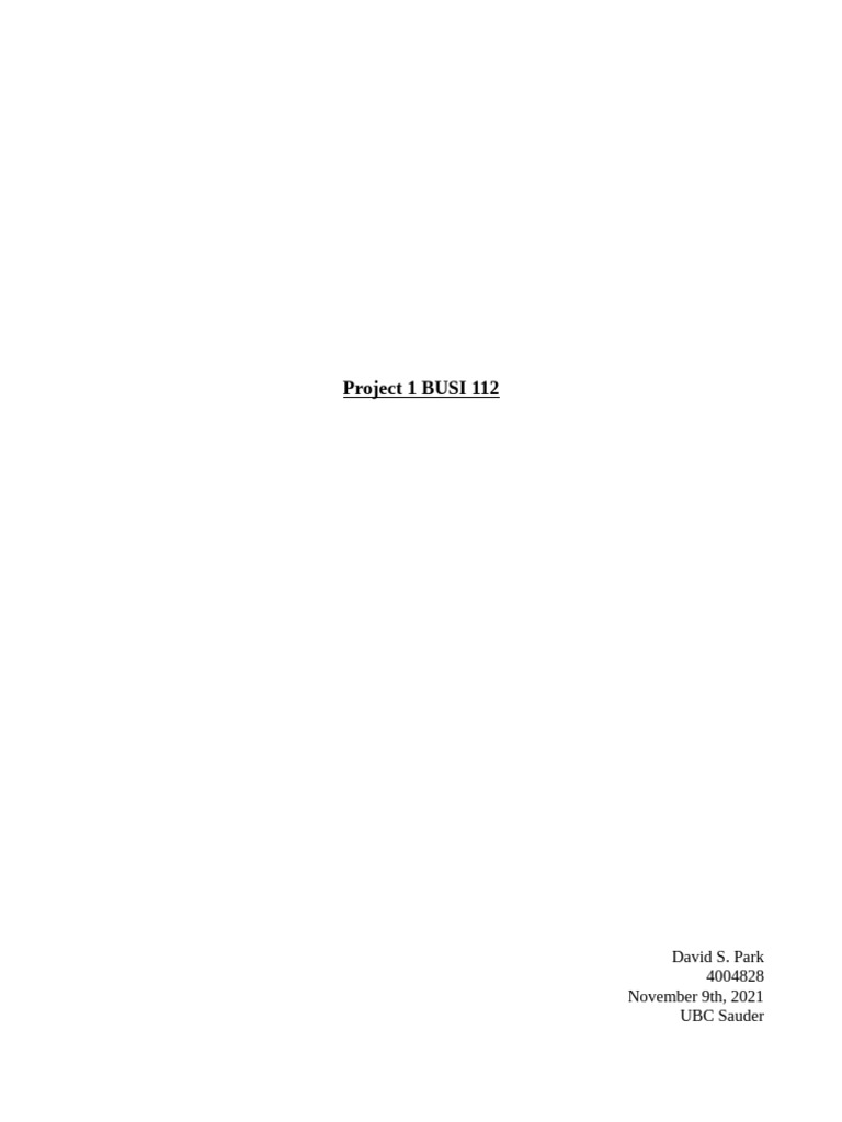 BUSI 112 Project 1 | PDF | Burden Of Proof (Law) | Concurrent Estate