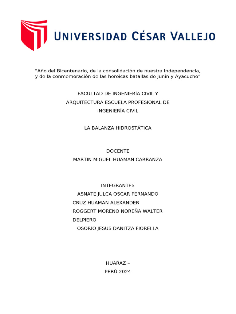 La Balanza Hidrostatica | PDF | Balanza | Densidad