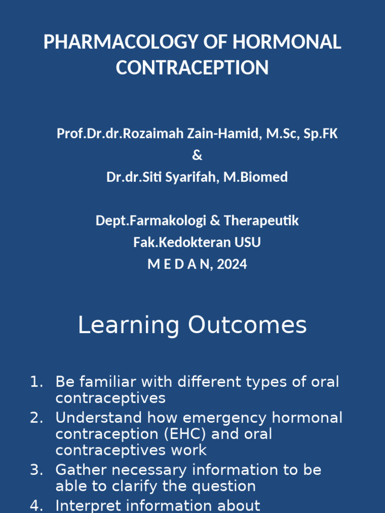 Pharmacology of Hormonal Contraception - Update | PDF | Combined Oral ...