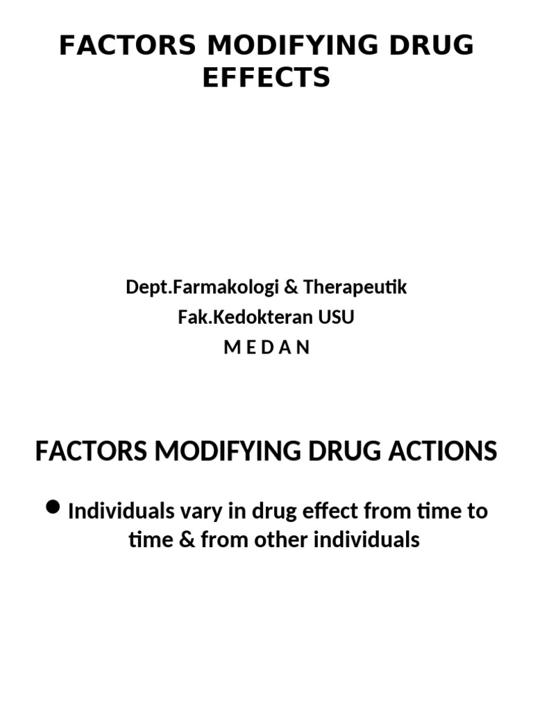 Factors Modifying Drug Effects | PDF | Medical Specialties | Clinical ...
