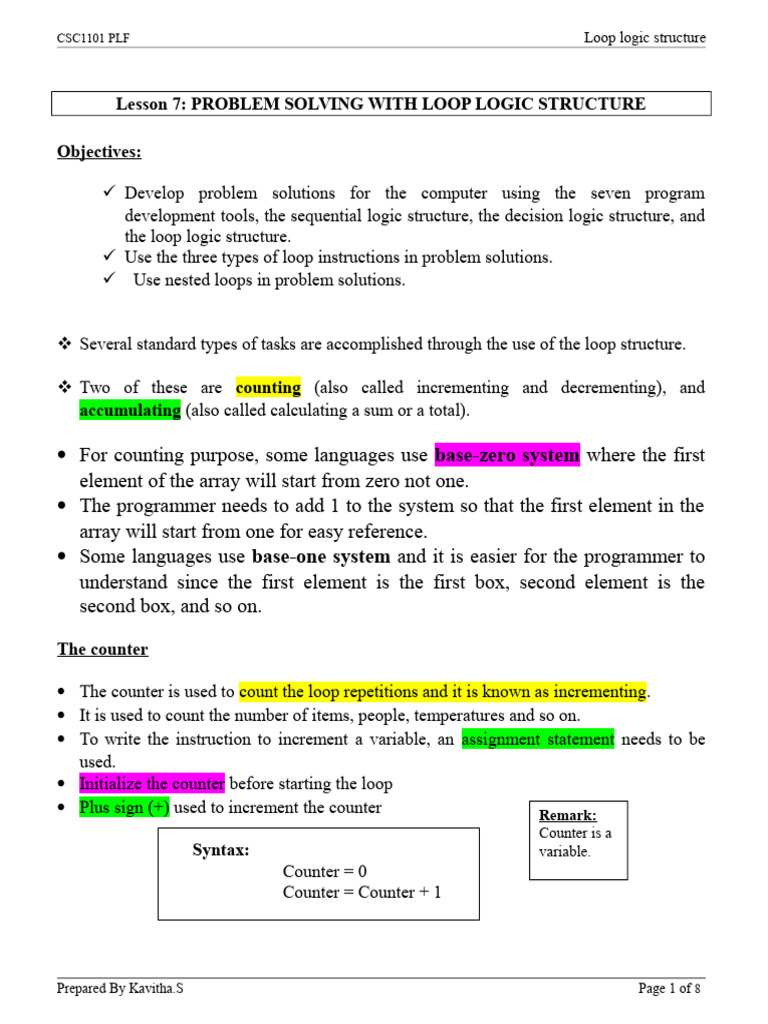 Problem Solving With Loop Logic Structure Pdf Control Flow Computer Engineering