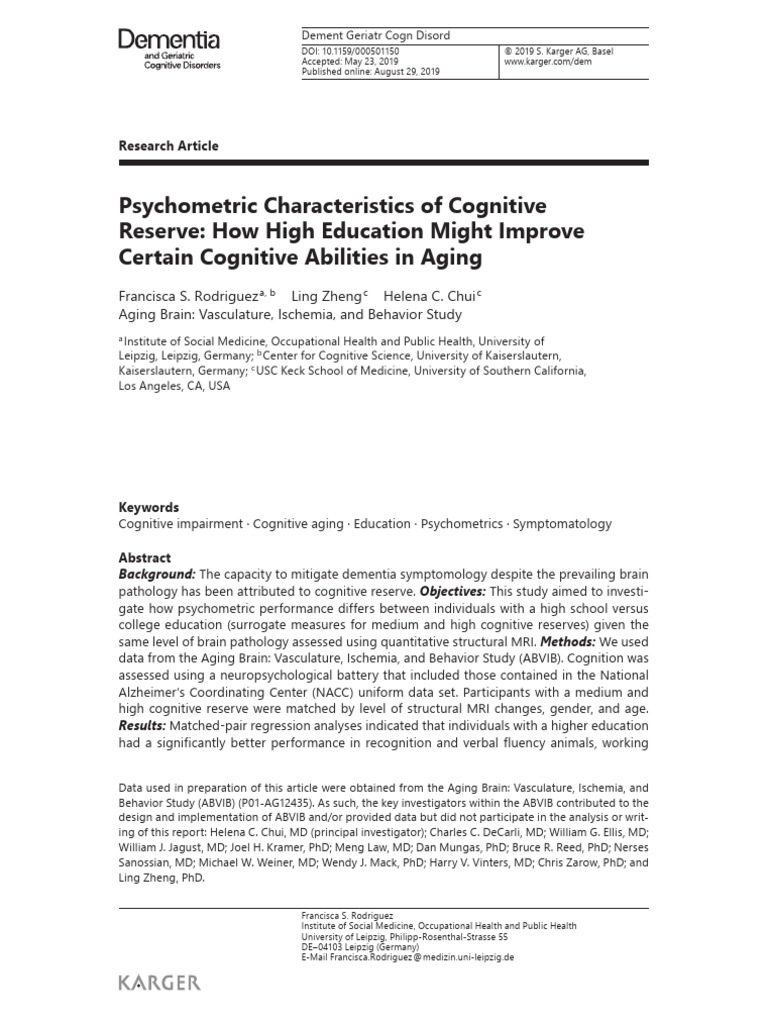 Psychometric Characteristics of Cognitive | PDF | Prefrontal Cortex | Neuroscience