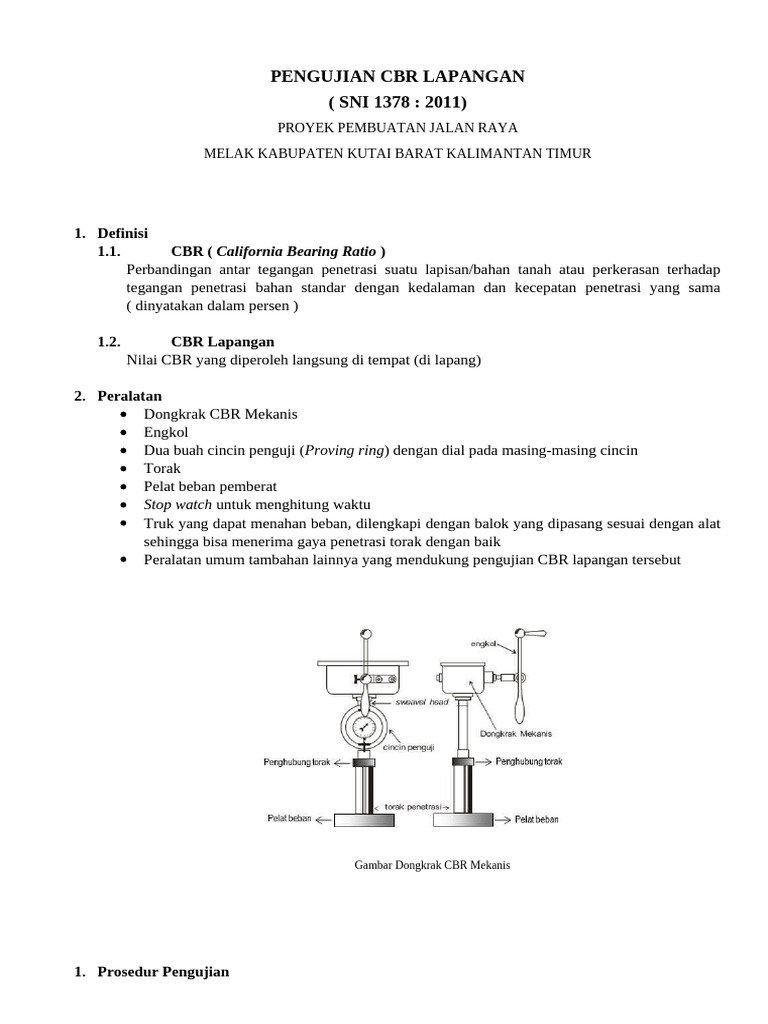 Pengujian CBR Lapangan | PDF | Teknologi & Rekayasa