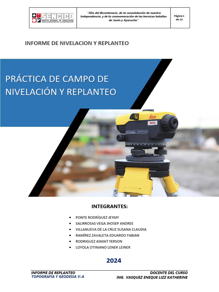 Nivelación y Replanteo Topográfico | PDF | Topografía | Ciencias Naturales